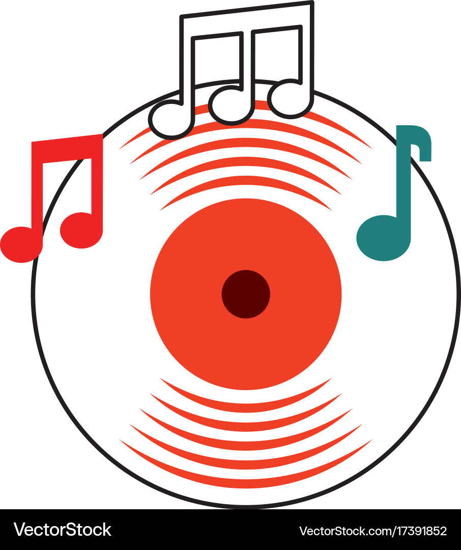 Music vinyl disk note sound vintage Royalty Free Vector