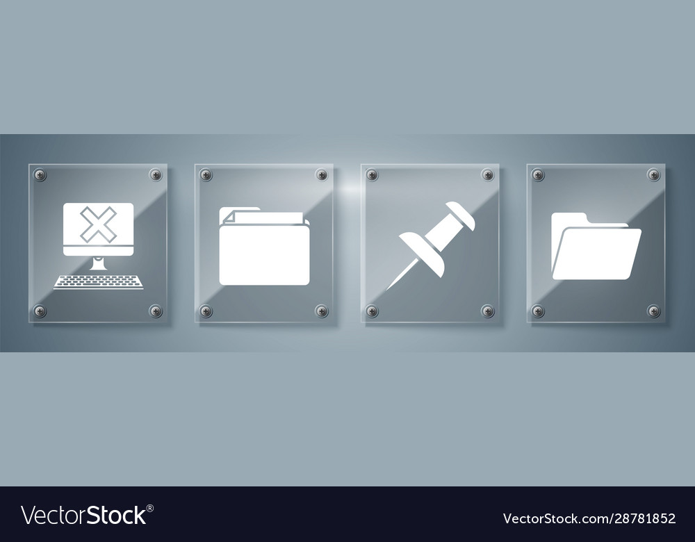 Set document folder push pin document folder Vector Image