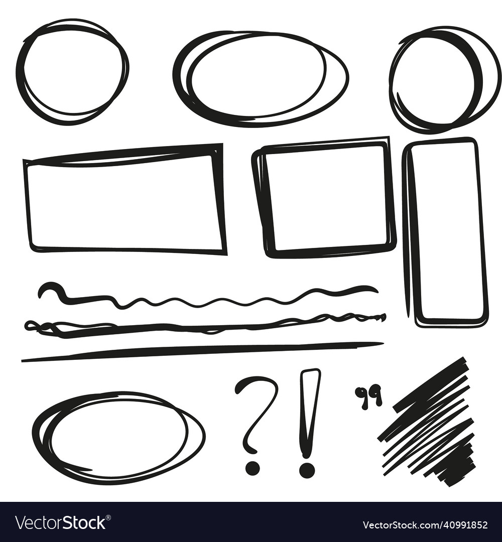 Set hand drawn rectangle Royalty Free Vector Image