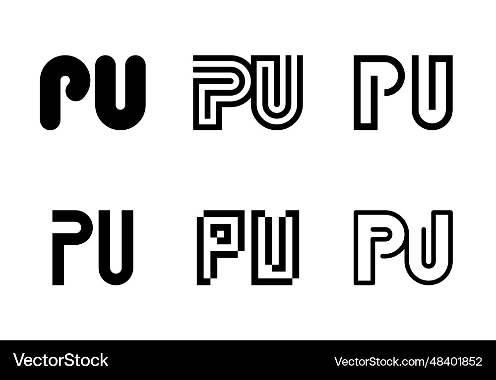 Set of letter pu logos Royalty Free Vector Image