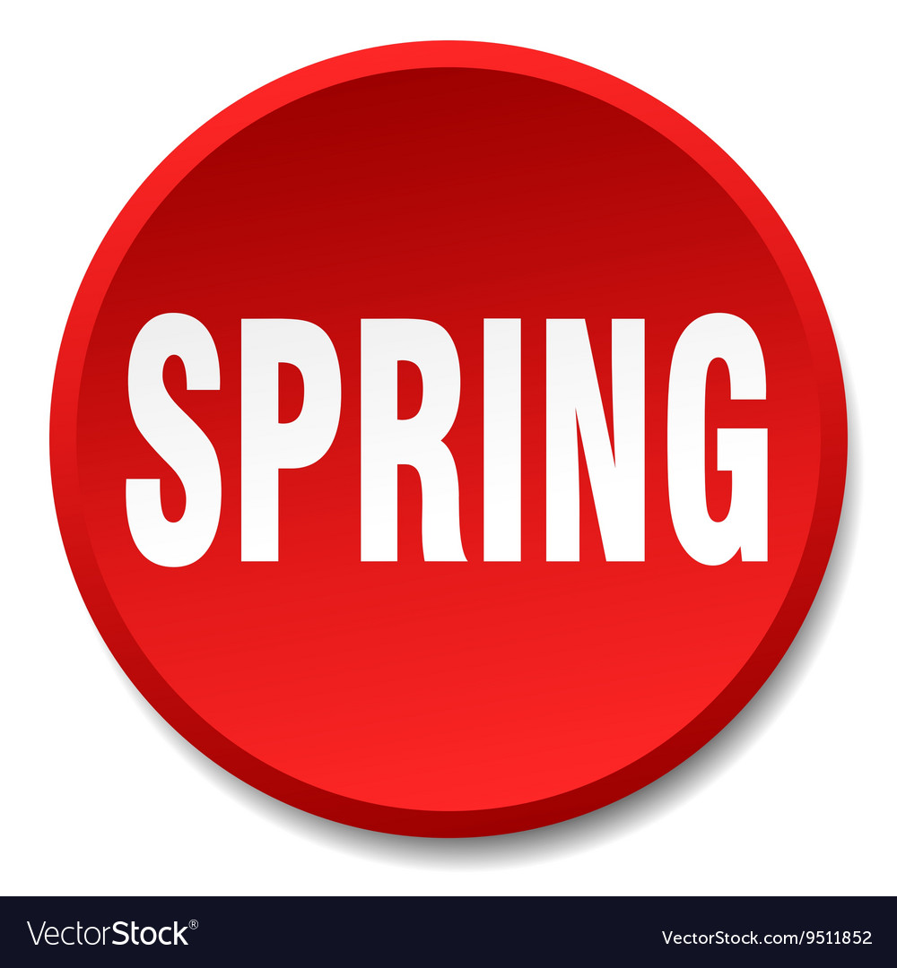 Spring red round flat isolated push button Vector Image