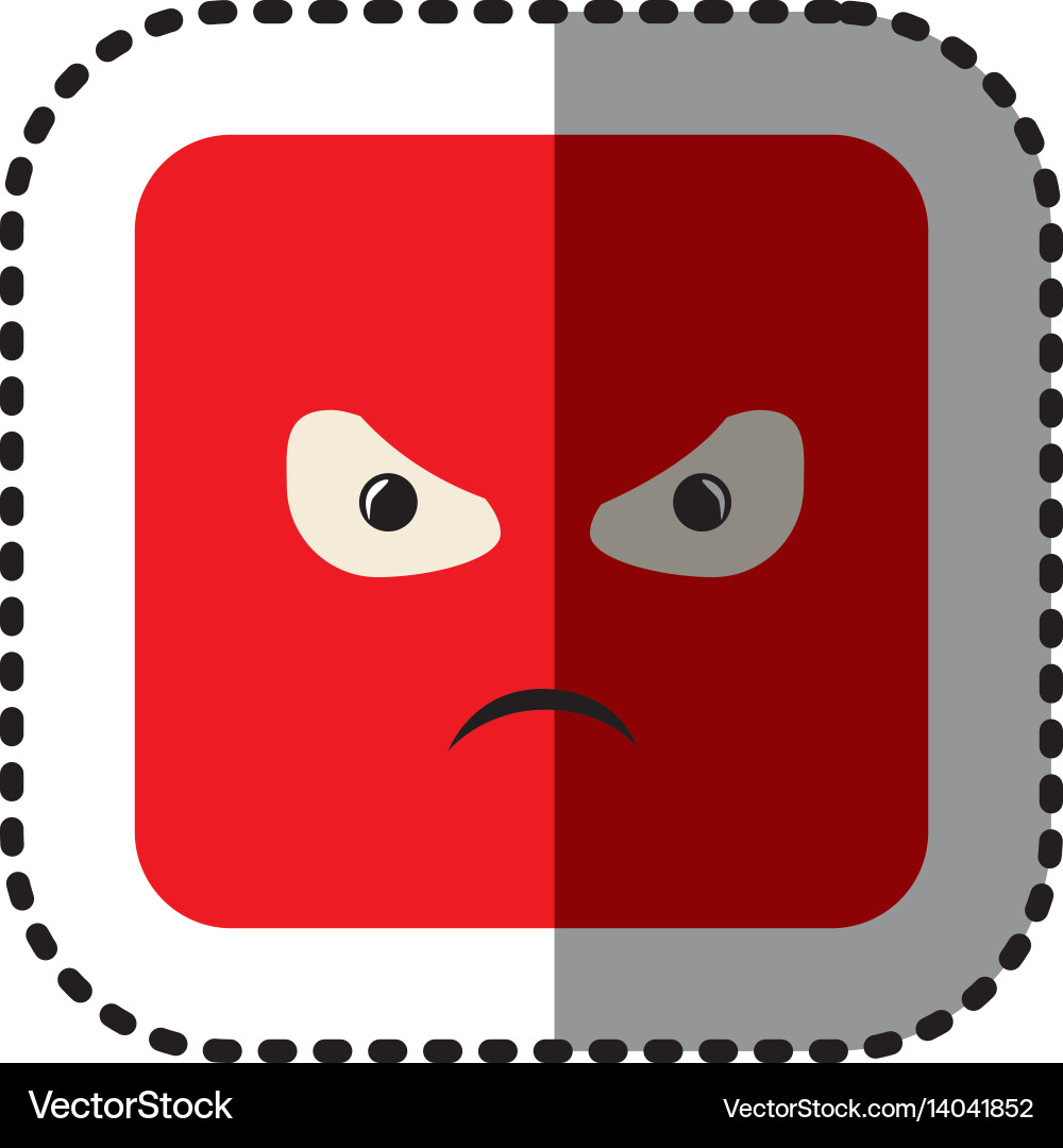 Sticker square colorful shape emoticon angry Vector Image