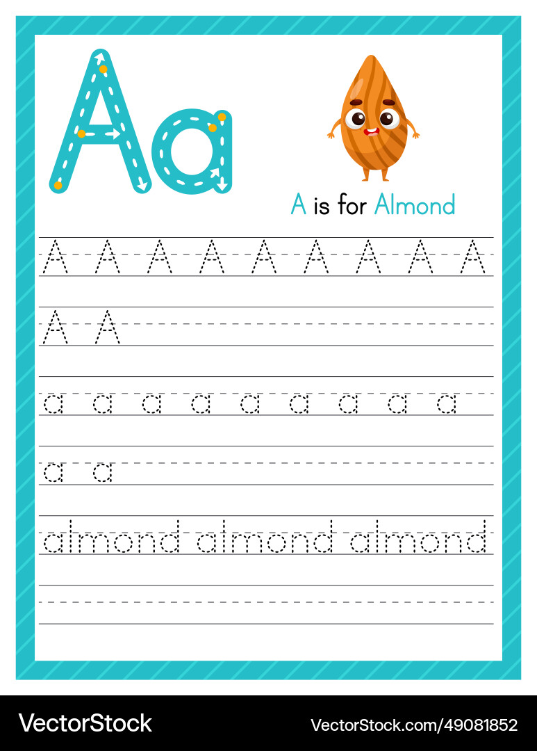 Trace letter a uppercase and lowercase alphabet Vector Image