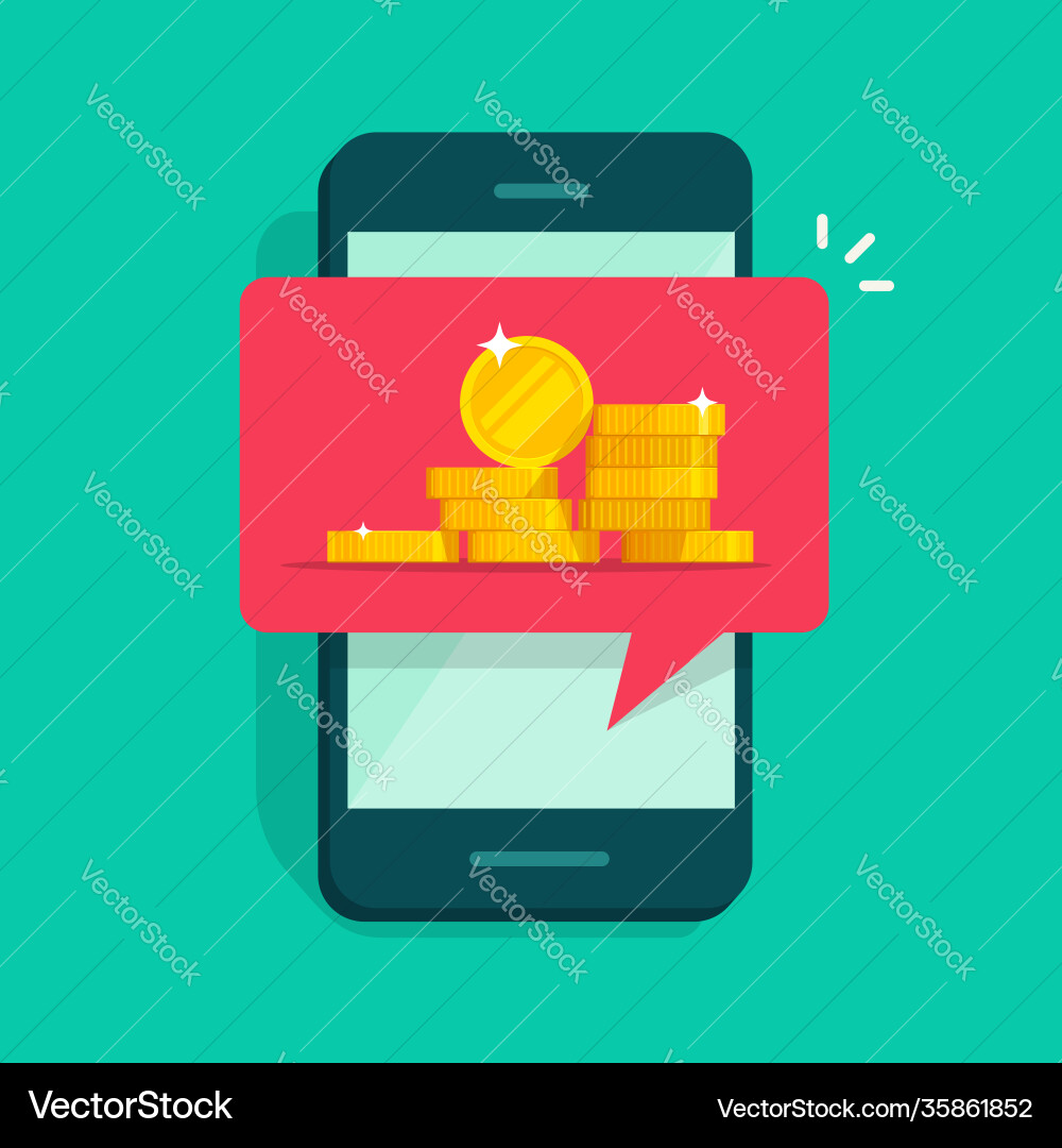 Web digital money receiving notice on mobile cell Vector Image