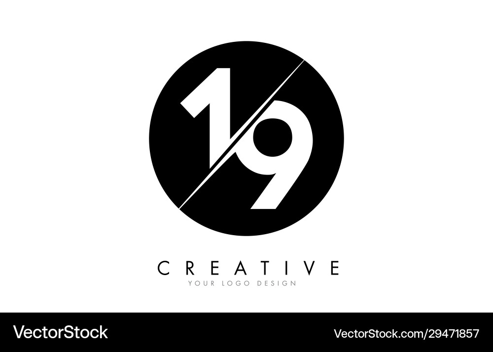 19 1 9 number logo design with a creative cut Vector Image