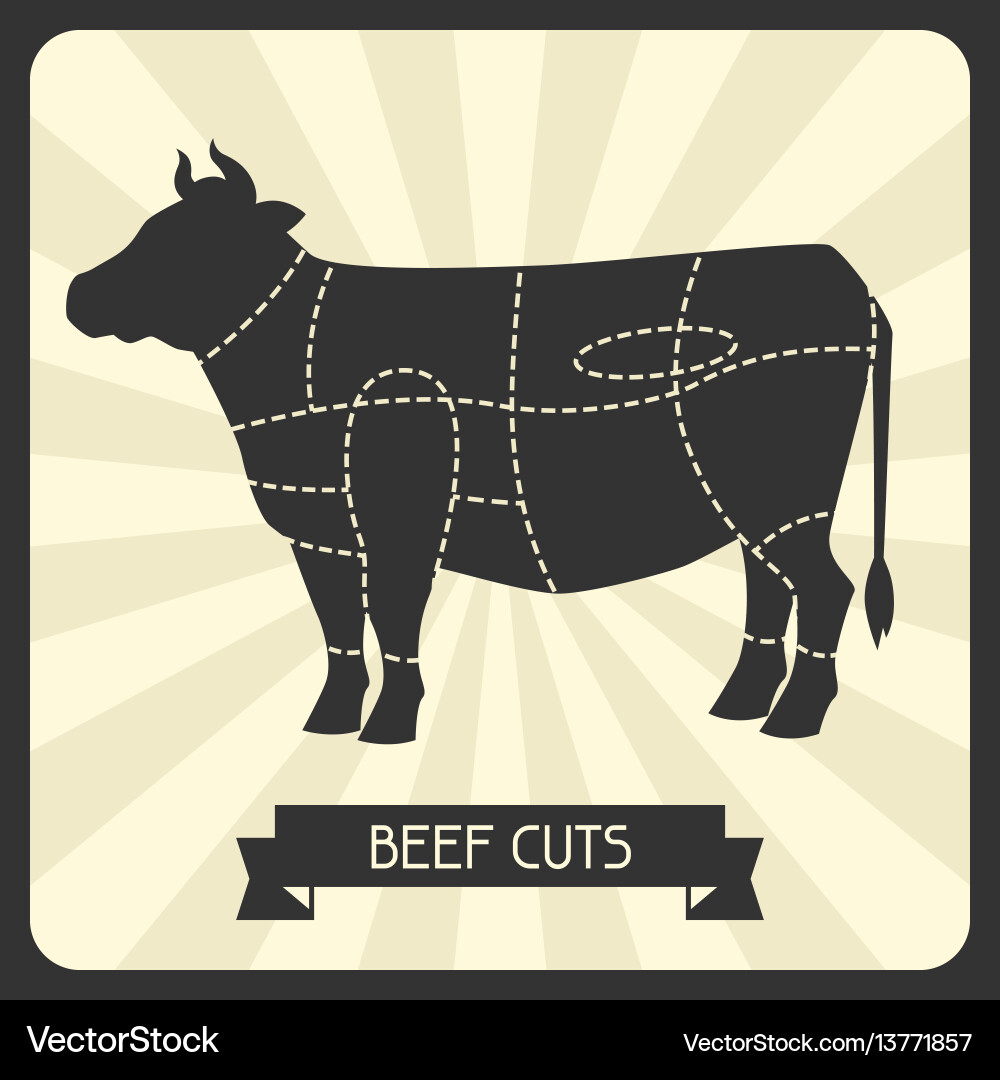 Beef cuts butchers cheme cutting meat Royalty Free Vector