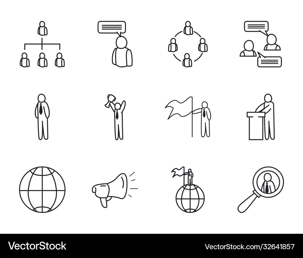 Business line style icon set design Royalty Free Vector