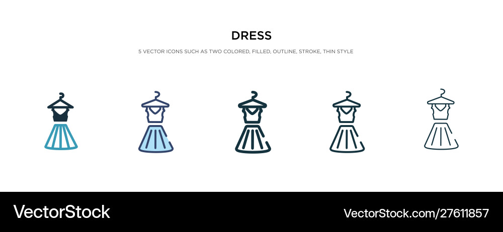 Dress icon in different style two colored Vector Image