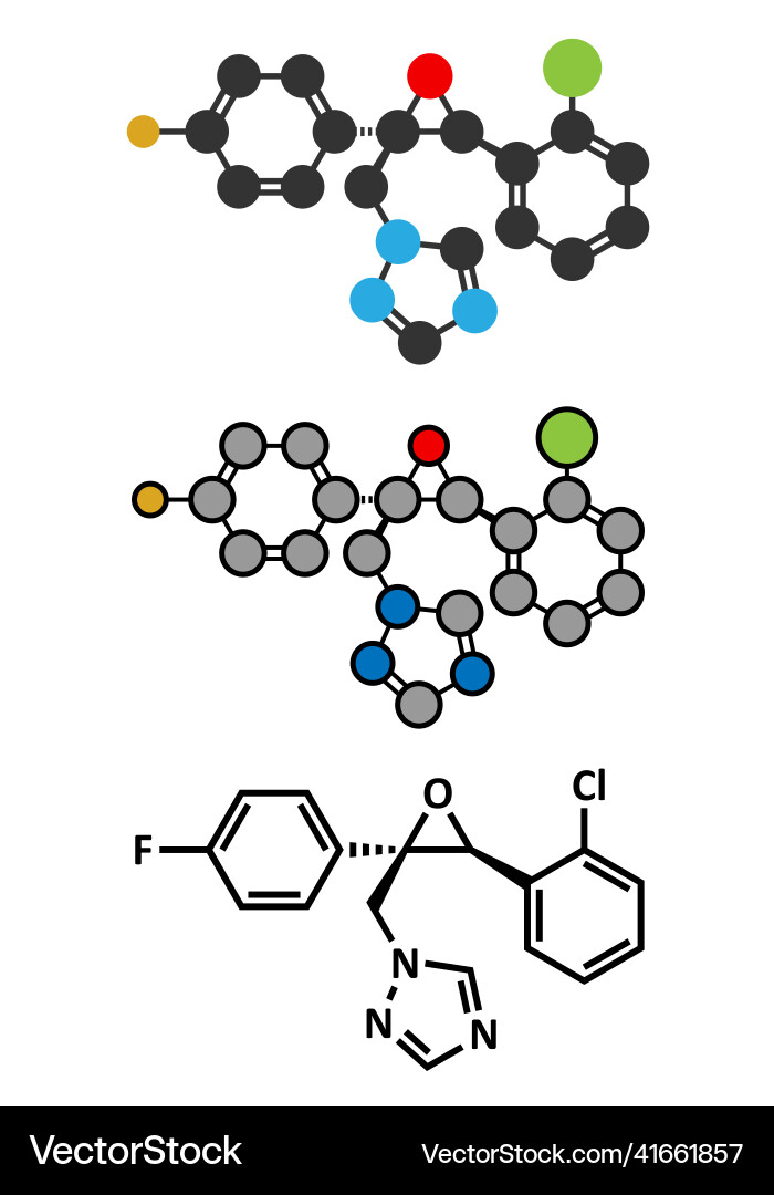 Epoxiconazole fungicide molecule used Royalty Free Vector