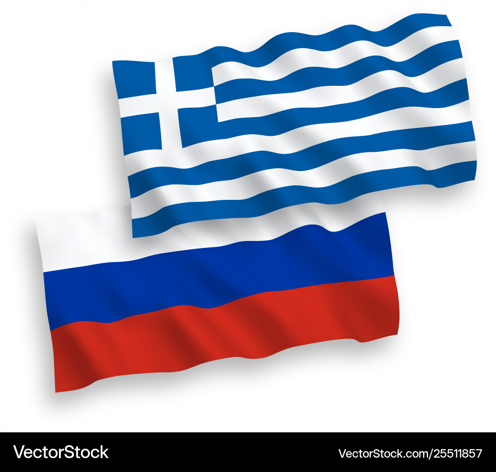 Flags greece and russia on a white background Vector Image