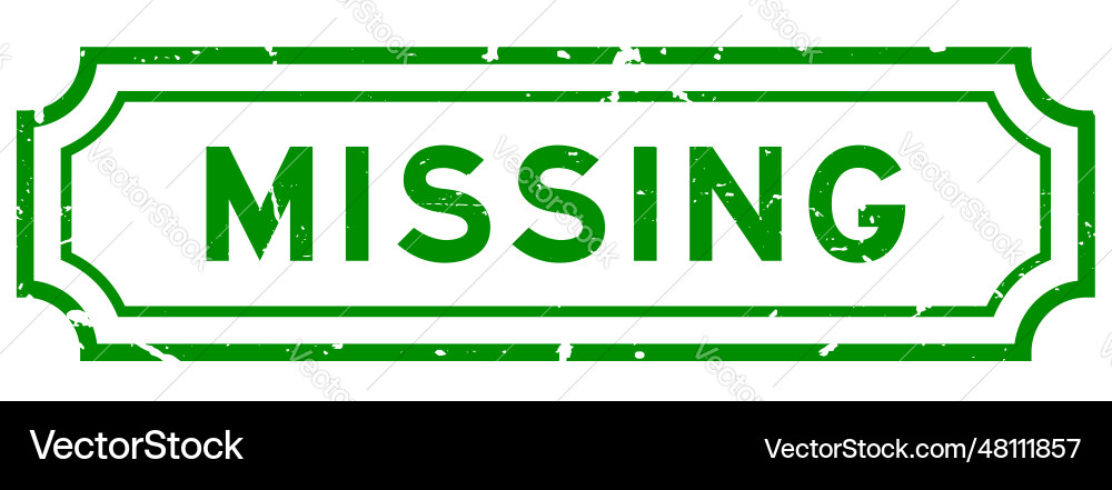 Grunge green missing word rubber seal stamp Vector Image