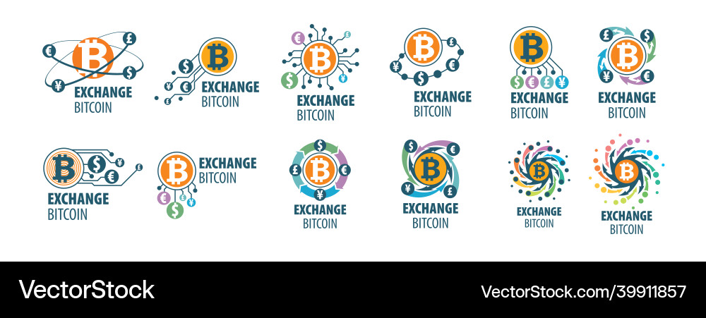 Logo of cryptocurrency exchange bitcoin Royalty Free Vector