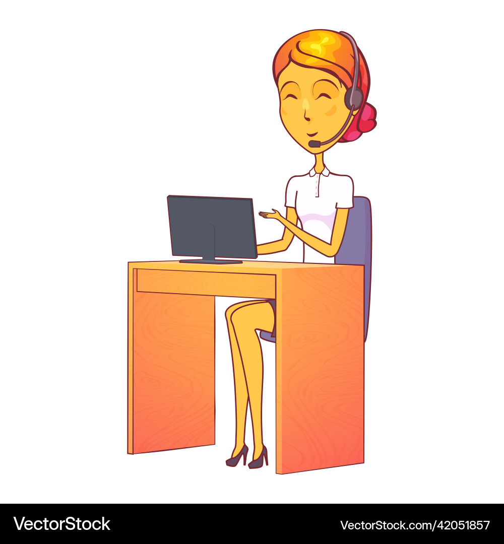 Operator woman in call center icon Royalty Free Vector Image