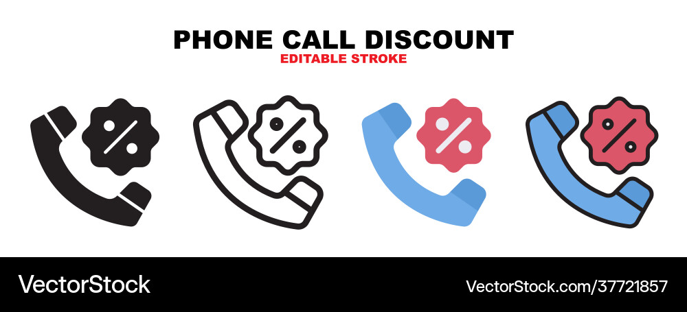 Phone call discount icon set with different Vector Image