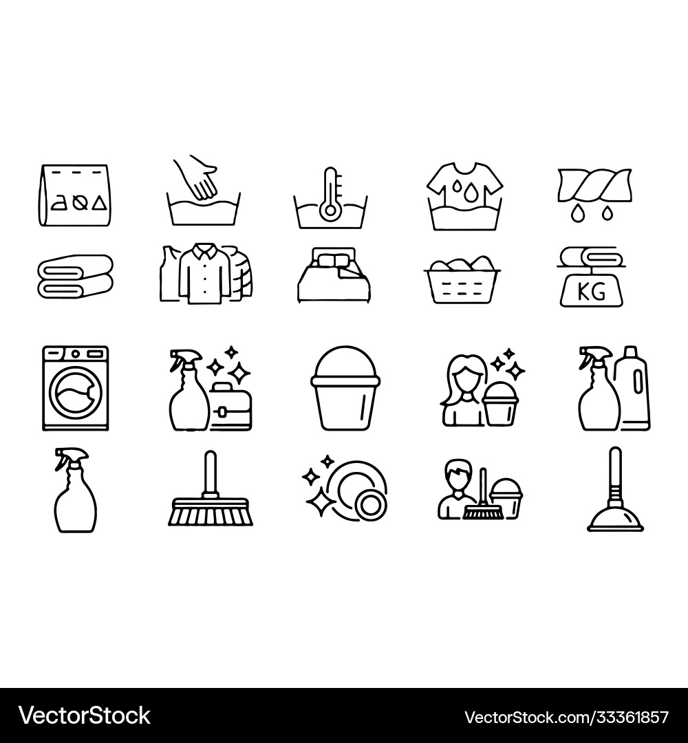 Set cleaning related line icons Royalty Free Vector Image
