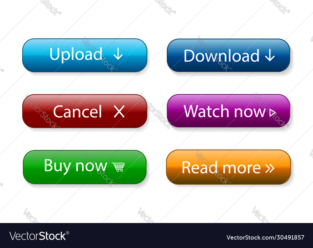 Set modern material style buttons with text Vector Image