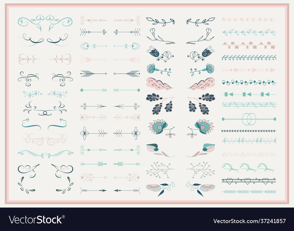 Set ornate frames and scroll elements Royalty Free Vector