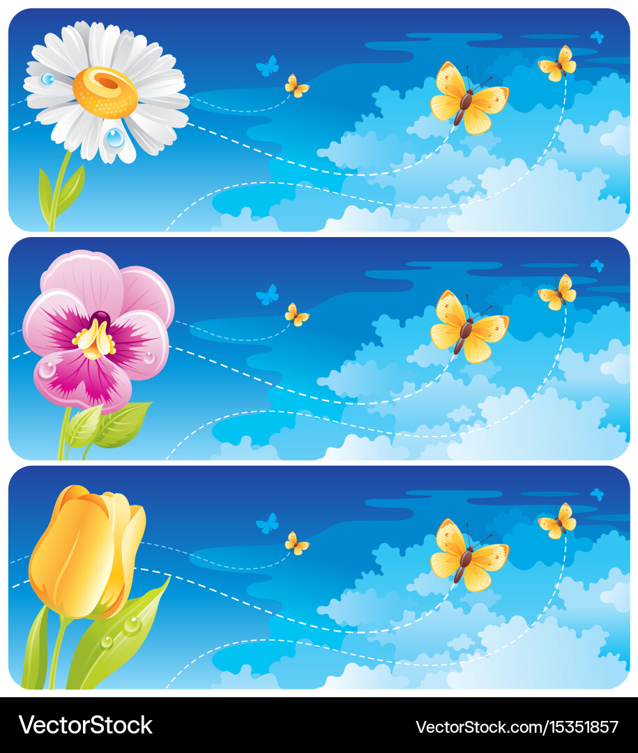 Spring banner set easter mothers day birthday Vector Image