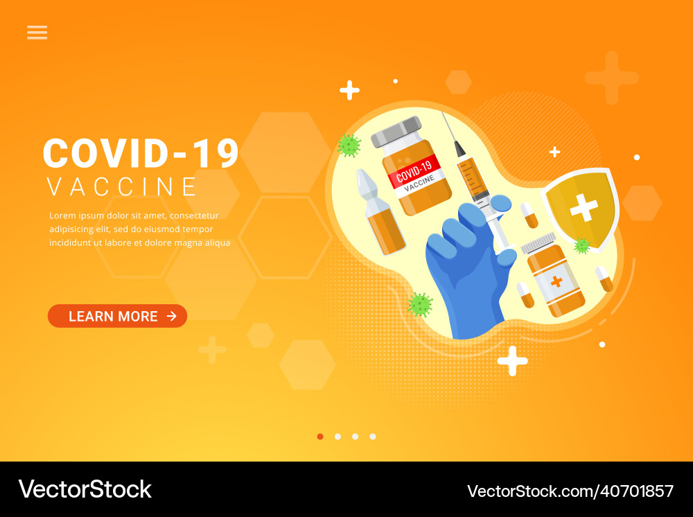 Vaccine background for vaccination landing page Vector Image