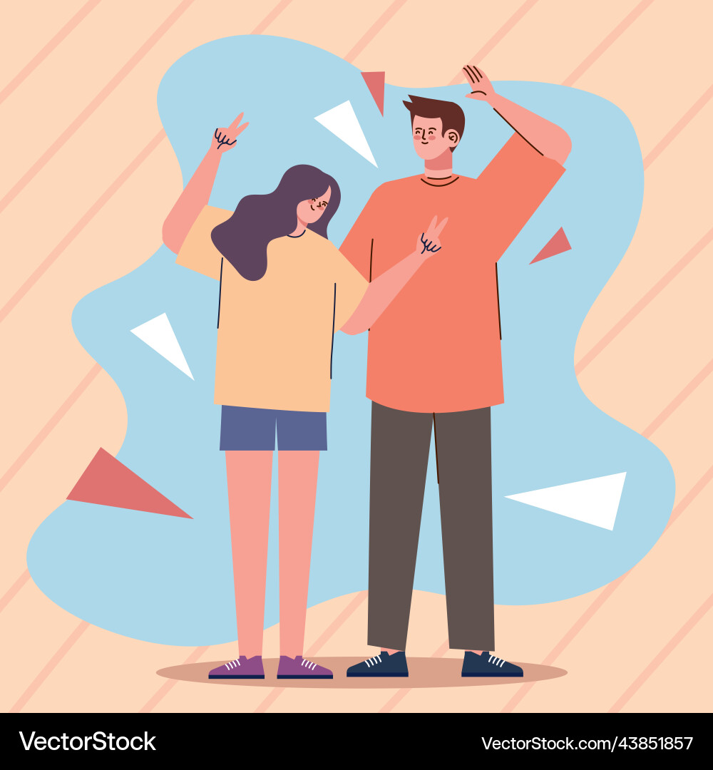 Young couple friends celebrating Royalty Free Vector Image