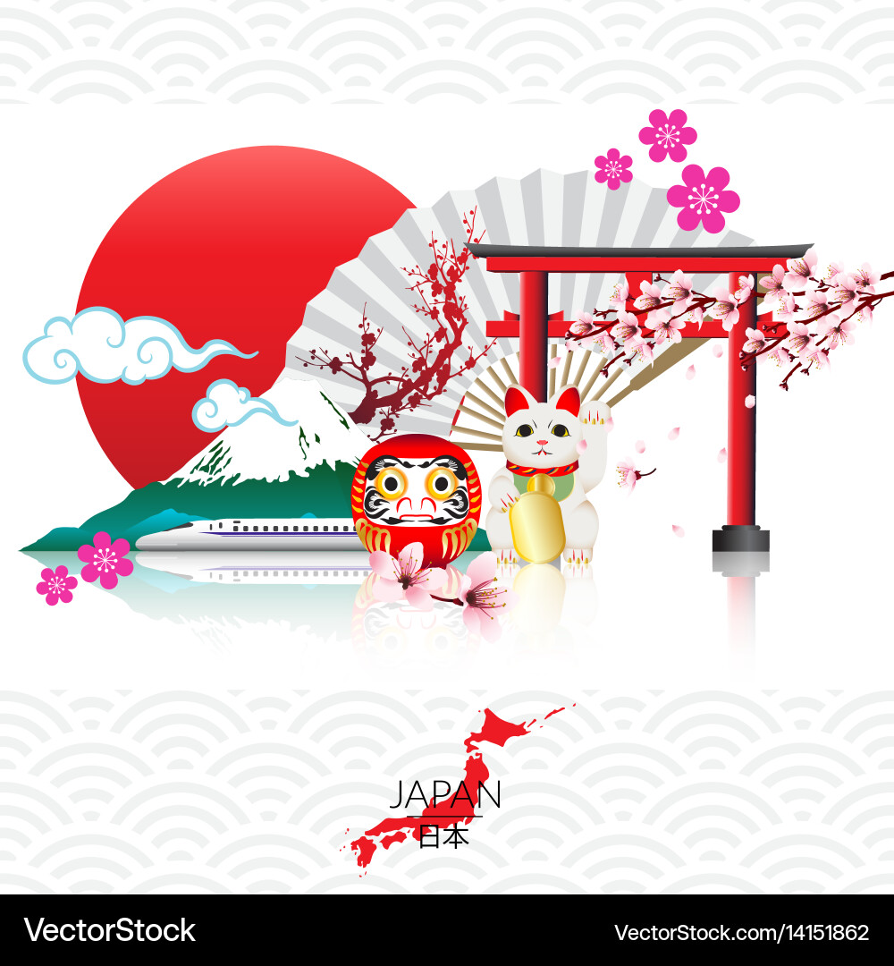 Attraction of japan Royalty Free Vector Image - VectorStock