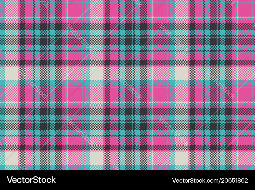 Blue pink check plaid fabric texture seamless Vector Image