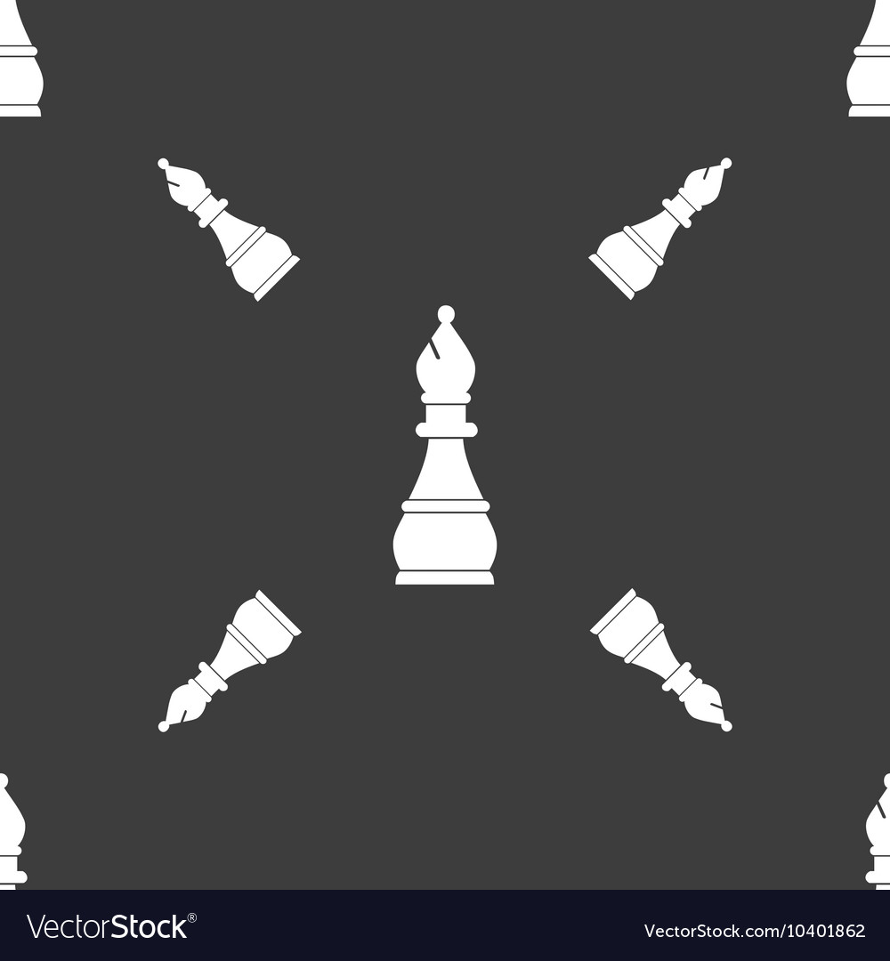 Chess bishop sign seamless pattern on a gray Vector Image