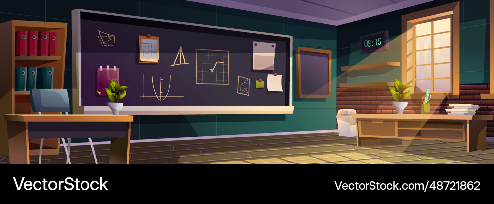 Classroom background banner in flat cartoon design