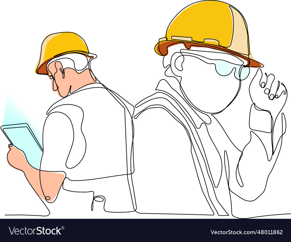 Construction manager and engineer working Vector Image