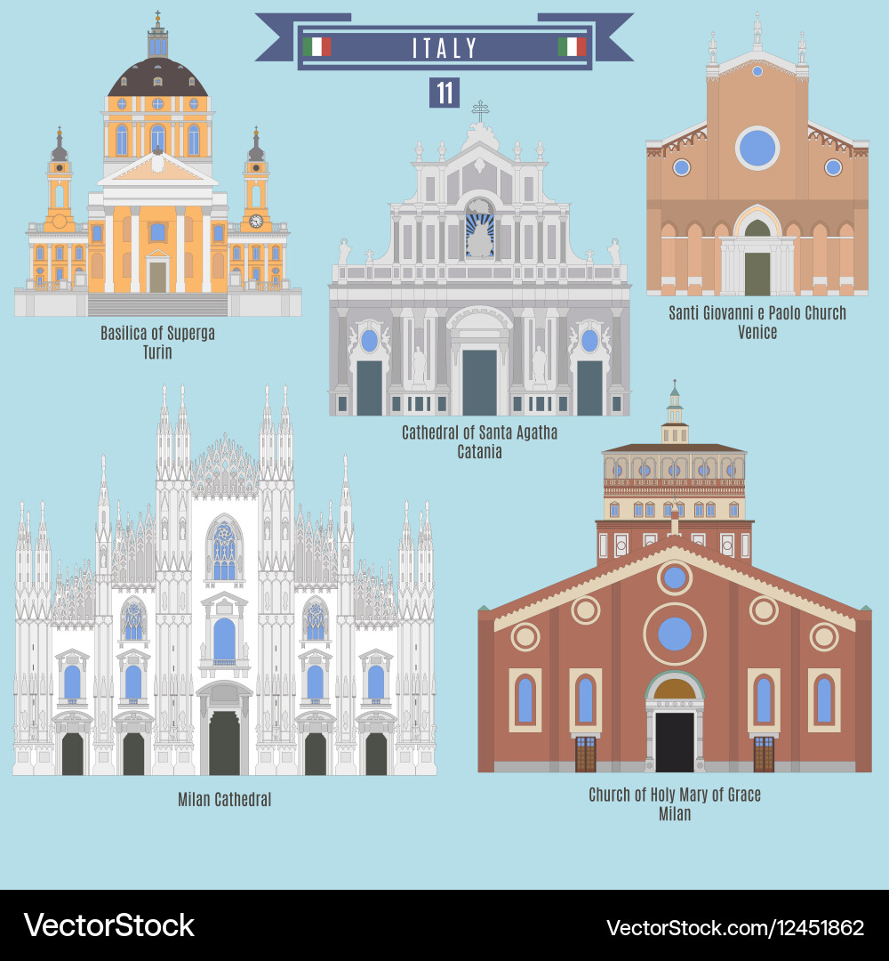 Famous places in italy Royalty Free Vector Image