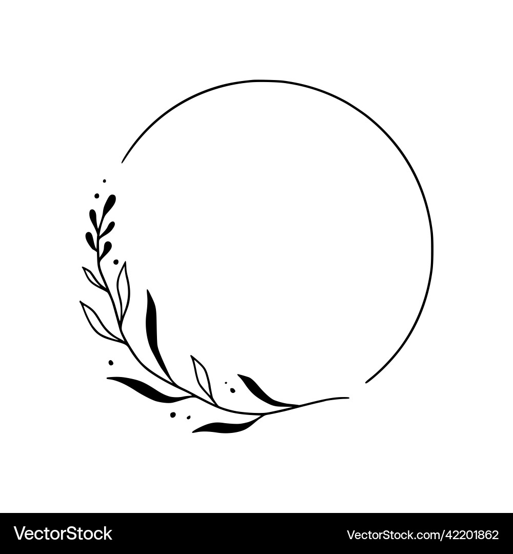 Floral circle frame elegant wreath round border Vector Image
