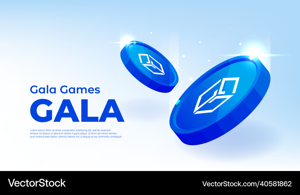 Gala coin banner cryptocurrency concept Royalty Free Vector