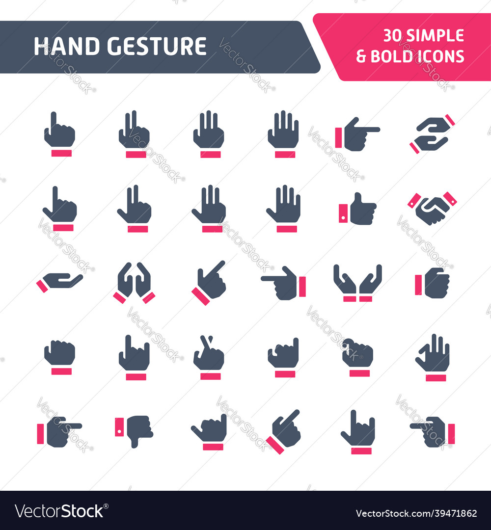 Hand Gesture Icon Set Lizenzfreies Vektorbild