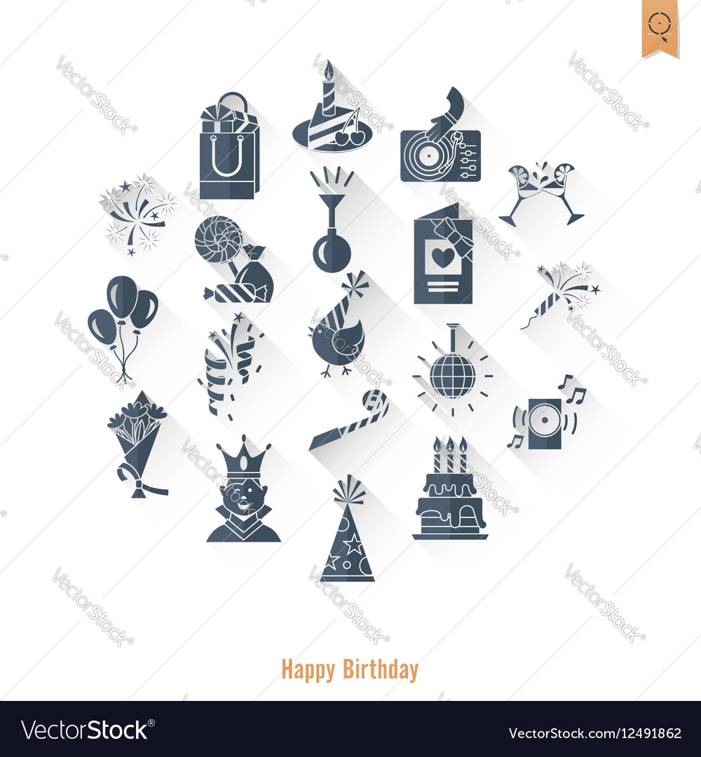 Happy Birthday Icons Set Royalty Free Vector Image Happy Birthday Icons Set Royalty Free Vector Image