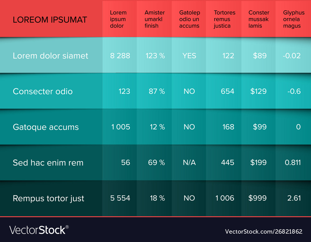 Multipurpose table template Royalty Free Vector Image