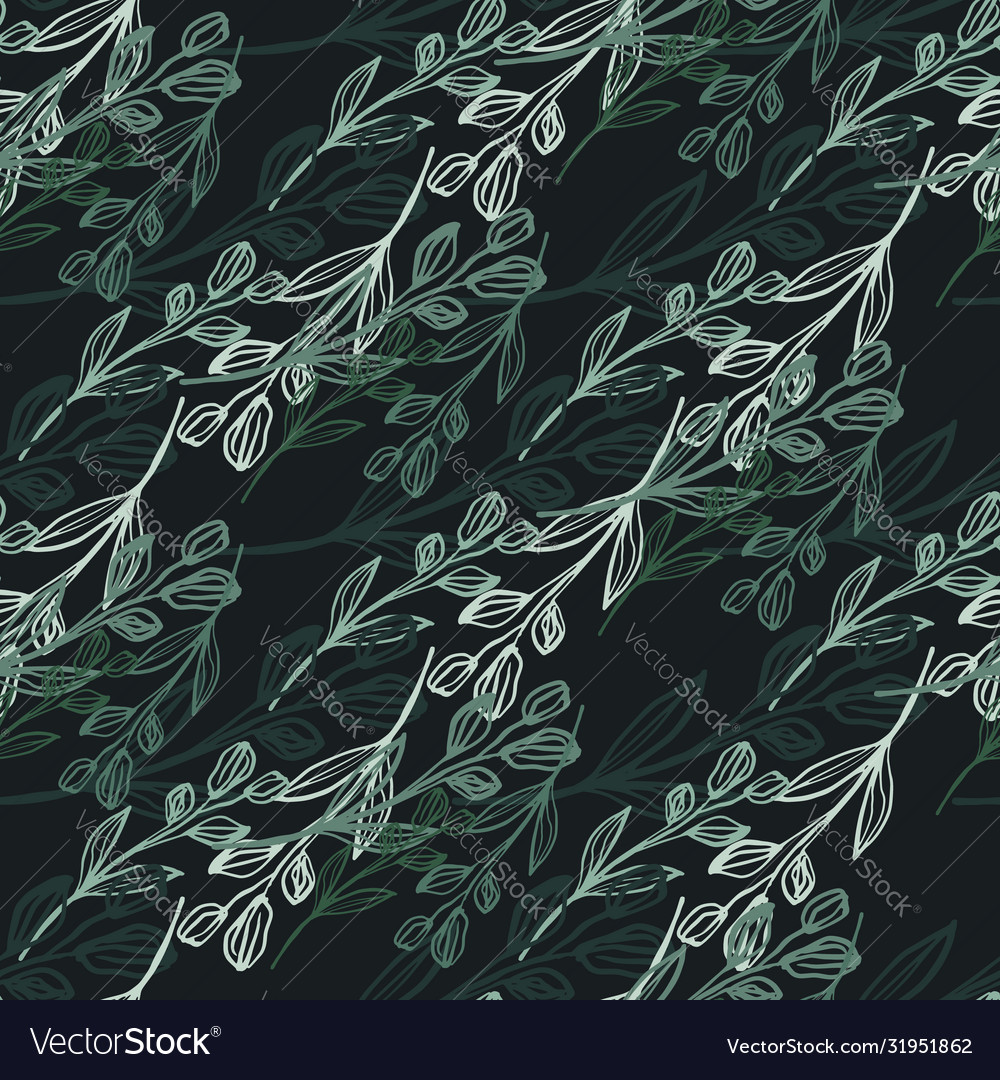 Seamless pattern with hand drawn line art leaves Vector Image
