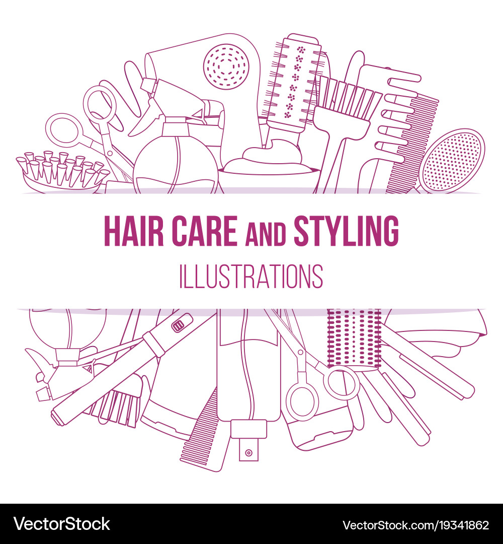 Tools and hair care products Royalty Free Vector Image