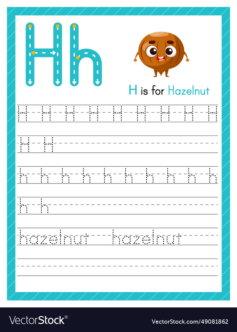 Trace letter h uppercase and lowercase alphabet Vector Image