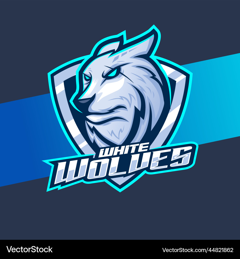 White wolves head mascot esport logo design wolf Vector Image