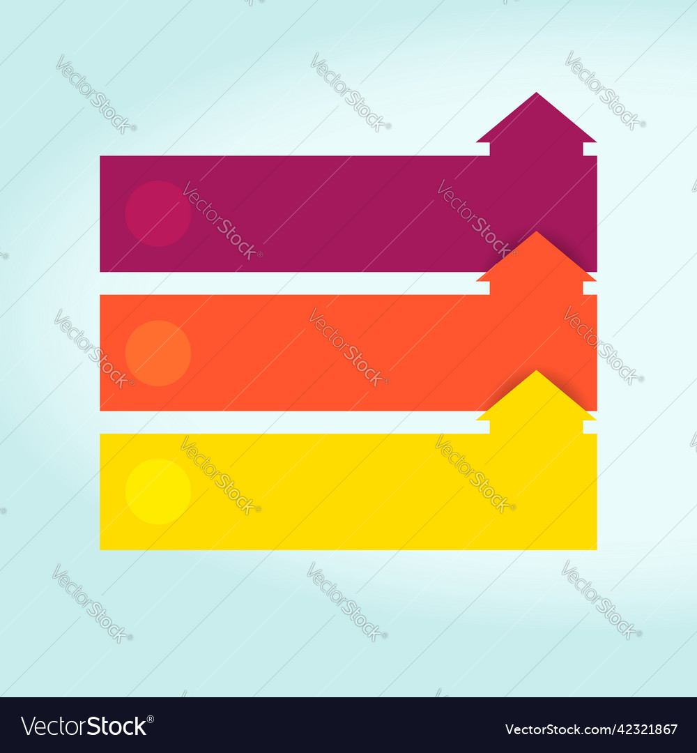 3 step arrow up banners cute colored infographics Vector Image