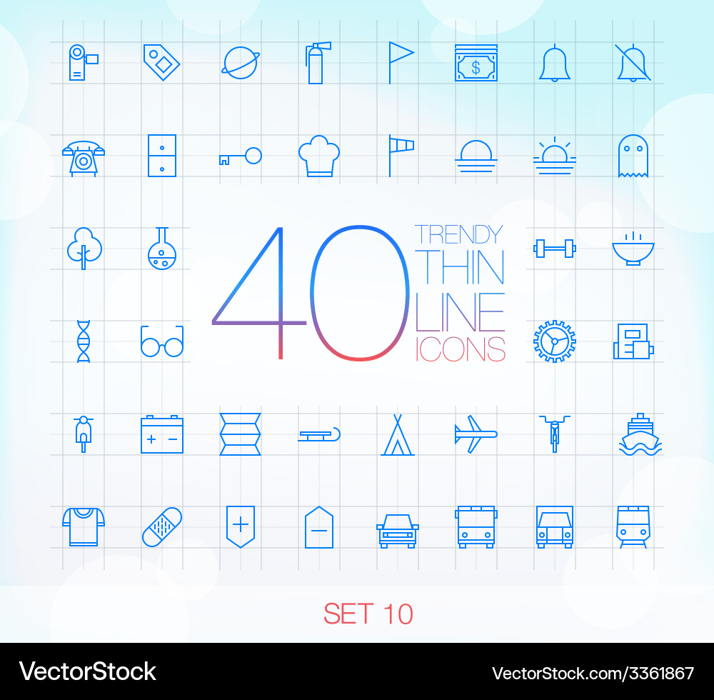 40 Trendy Thin Icons for web and mobile Set 10 Vector Image