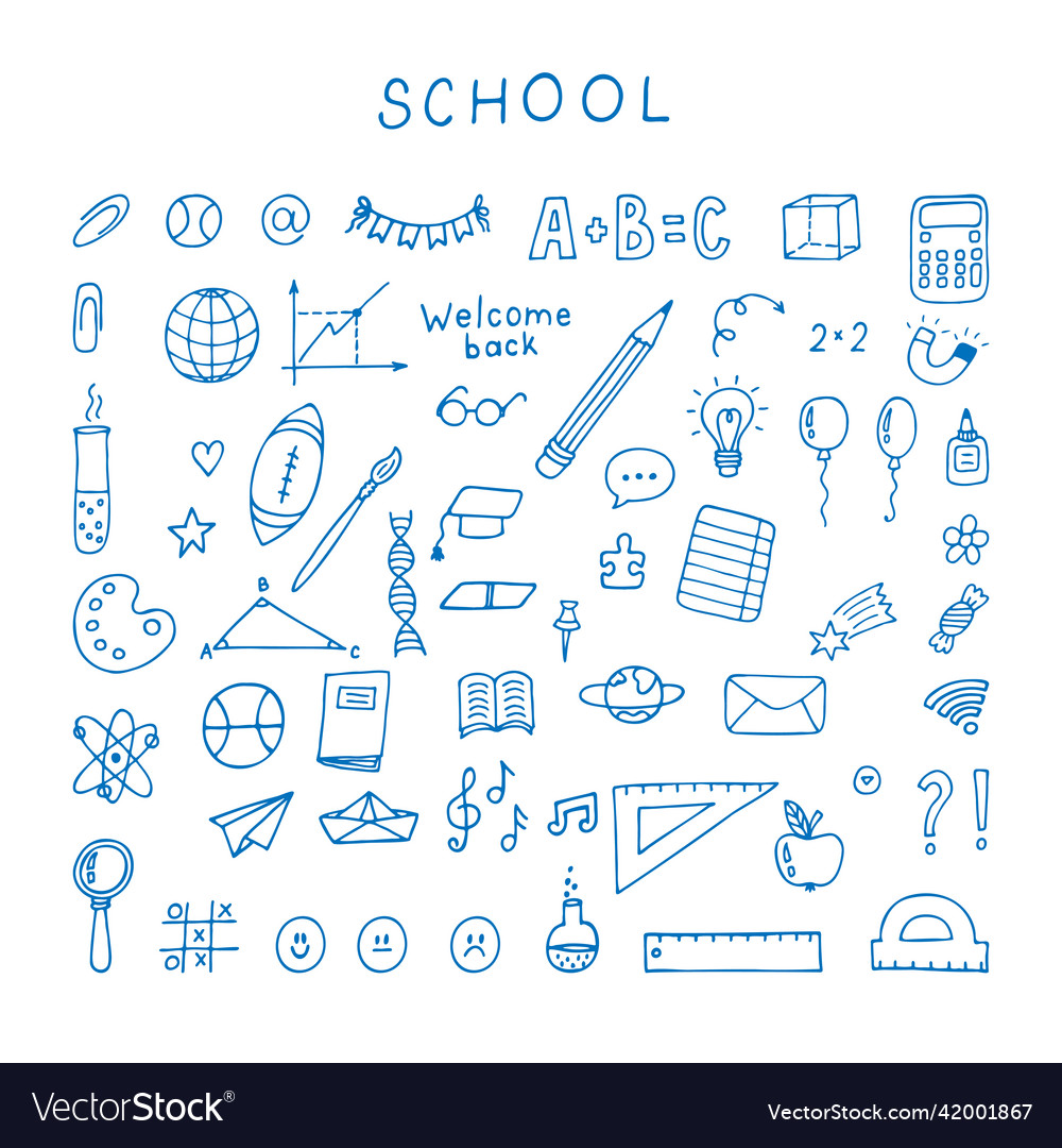 Back to school hand drawn doodle set Royalty Free Vector