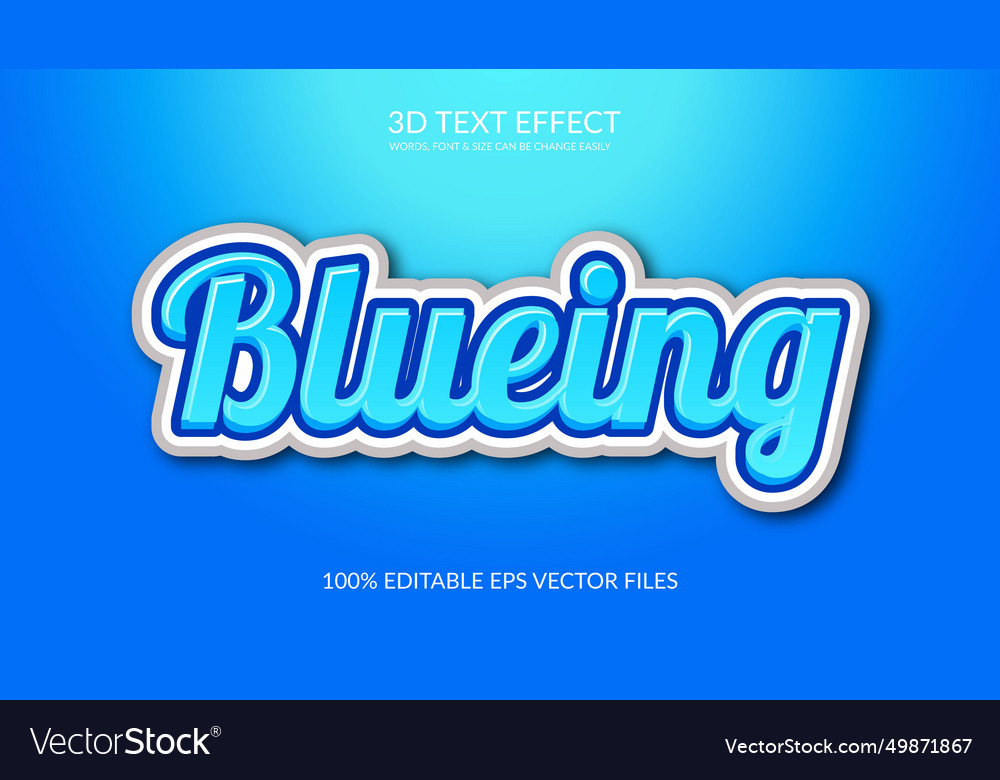 Blue 3d text effect design Royalty Free Vector Image