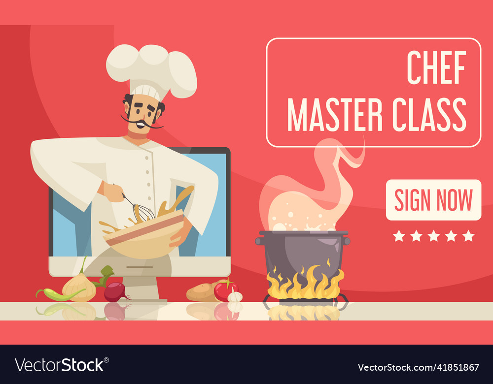 Chef master class poster Royalty Free Vector Image