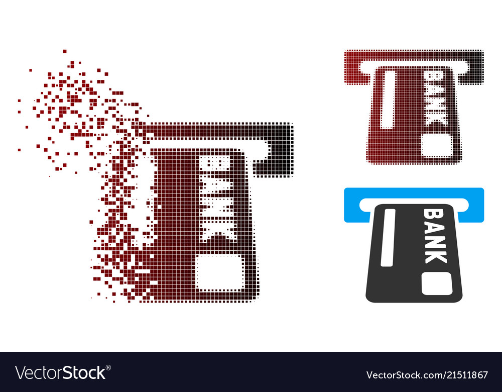 Decomposed pixel halftone atm terminal icon Vector Image Decomposed pixel halftone atm terminal icon Vector Image