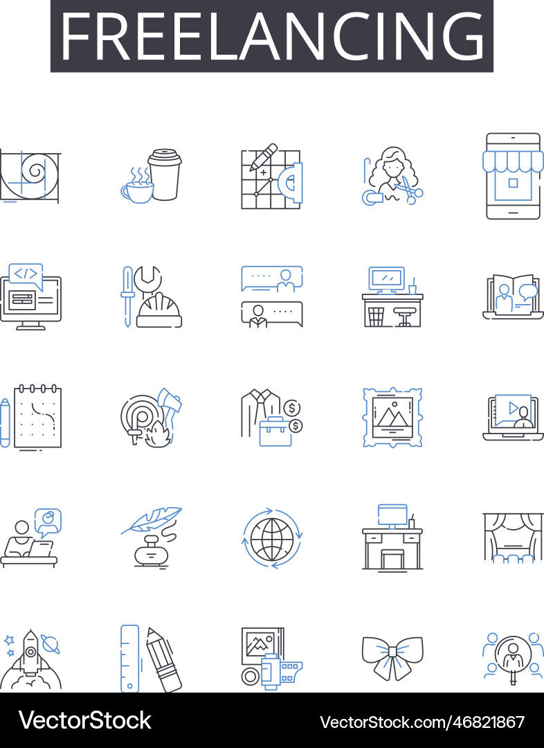 Freelancing line icons collection innovation Vector Image