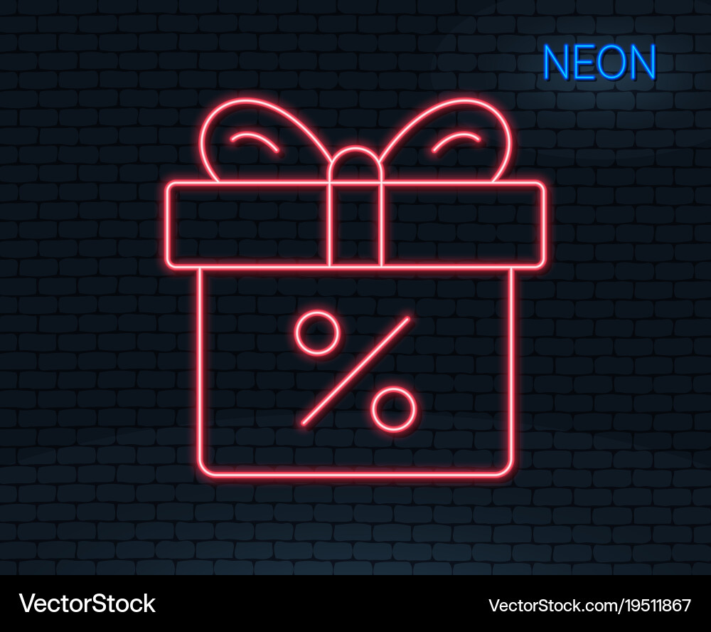 Gift box with percentage line icon present Vector Image
