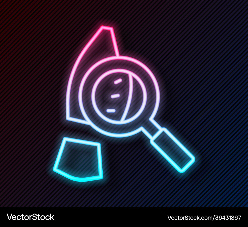 Glowing neon line magnifying glass with footsteps Vector Image