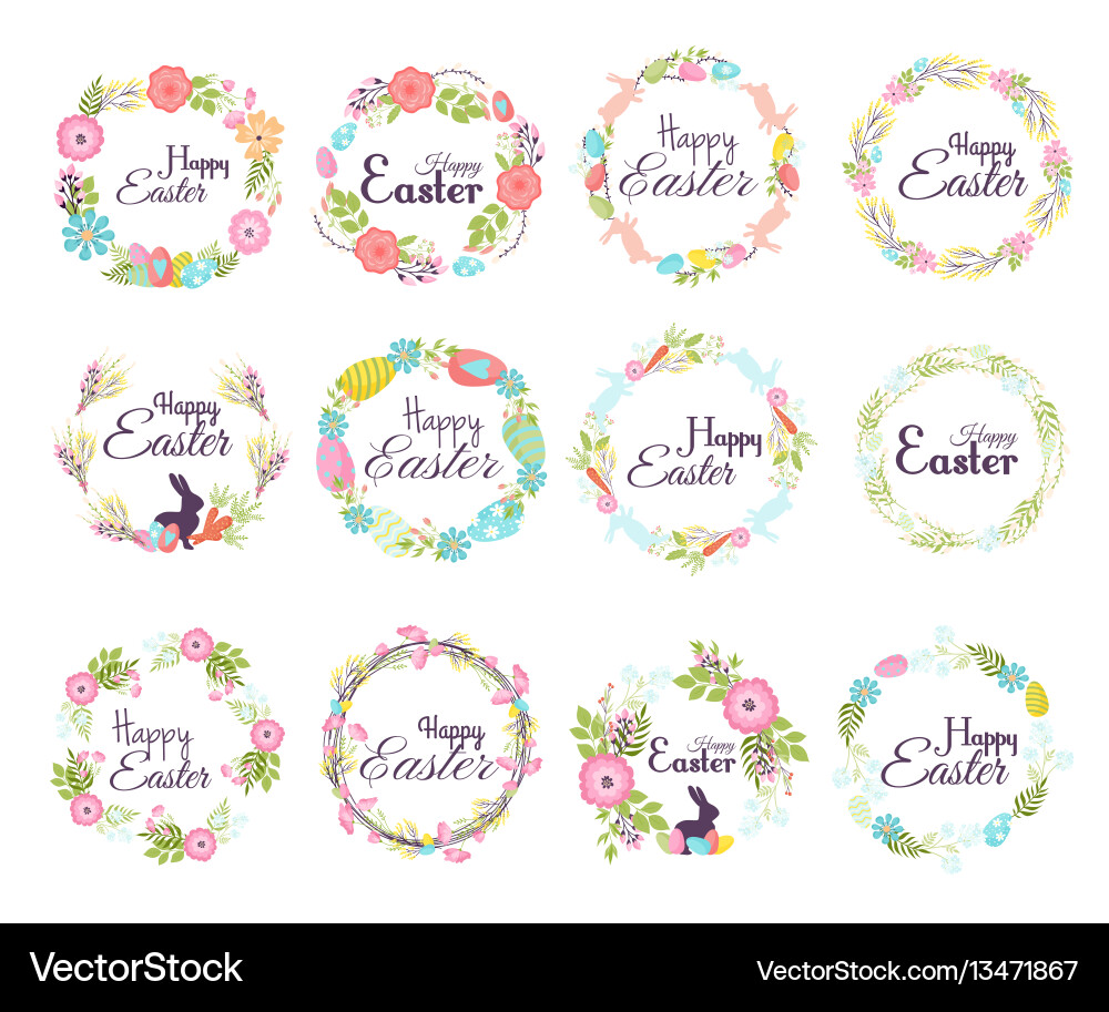 Happy easter hand drawn badge hand lettering Vector Image