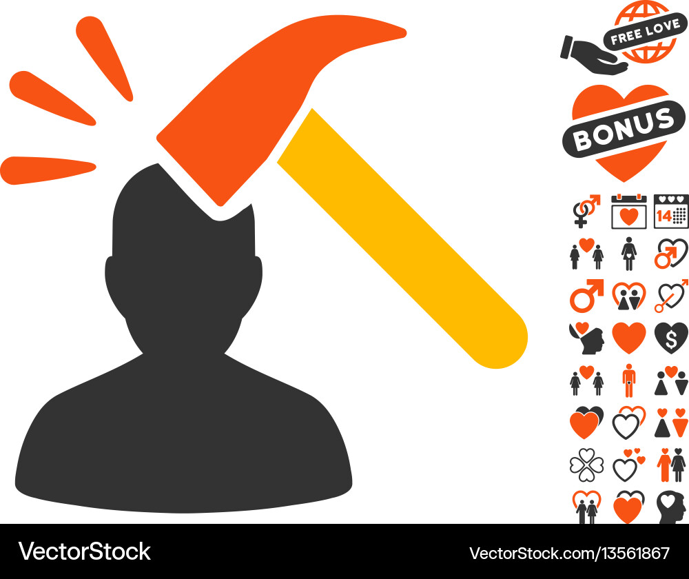 Head shock icon with valentine bonus Royalty Free Vector